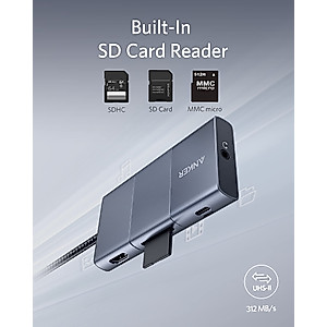 Anker USB C Hub, PowerExpand 6-in-1 Adapter, with 4K HDMI, 100W Power Delivery Port, 2 10 Gbps A Ports, SD Card Reader, and 3.5mm Audio, for MacBook Air, Pro, XPS, More