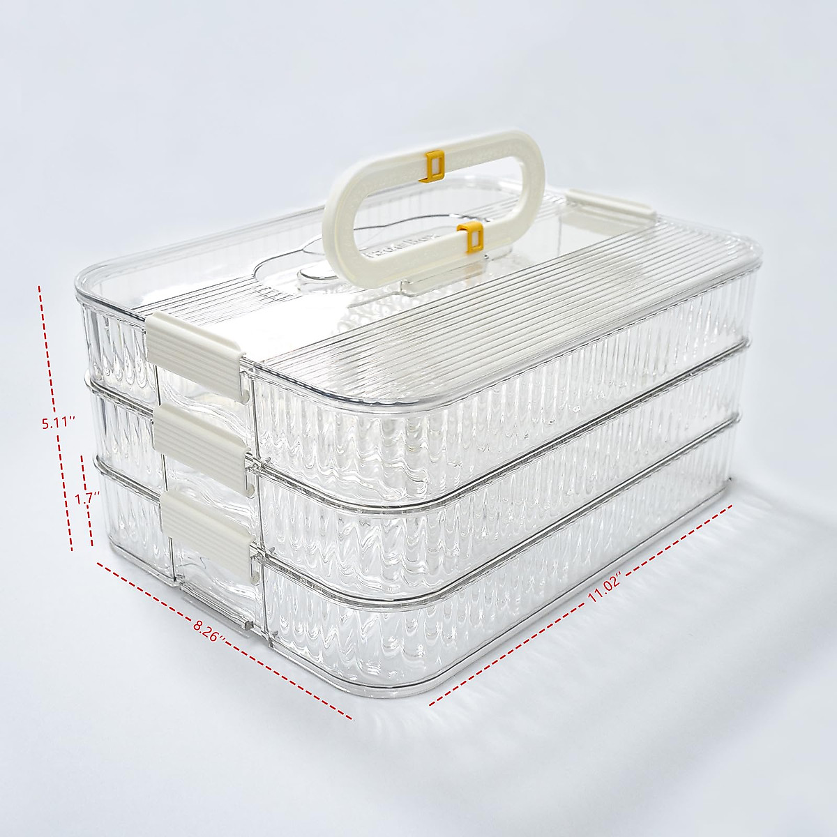 REDANT Deli Containers with Lids for Refrigerator Organizers and Storage - Airtight Deli Meat Container for Fridge - Plastic Meal Prep Containers Reusable for Lunch Meat, Ham and Bacon, 3 Layers