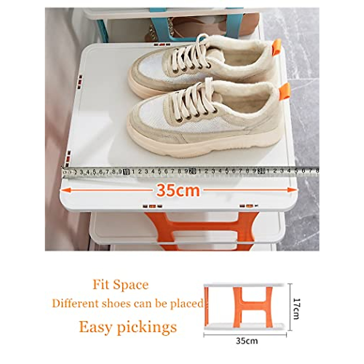 JIARU I Shoe Storage, 6-8-Tier Shoe Rack Organizer Storag ebookshelf, Sturdy Shoes Shelf Storage Cabinet for Entryway Bedroom and Hallway (Orange, Layer 6)