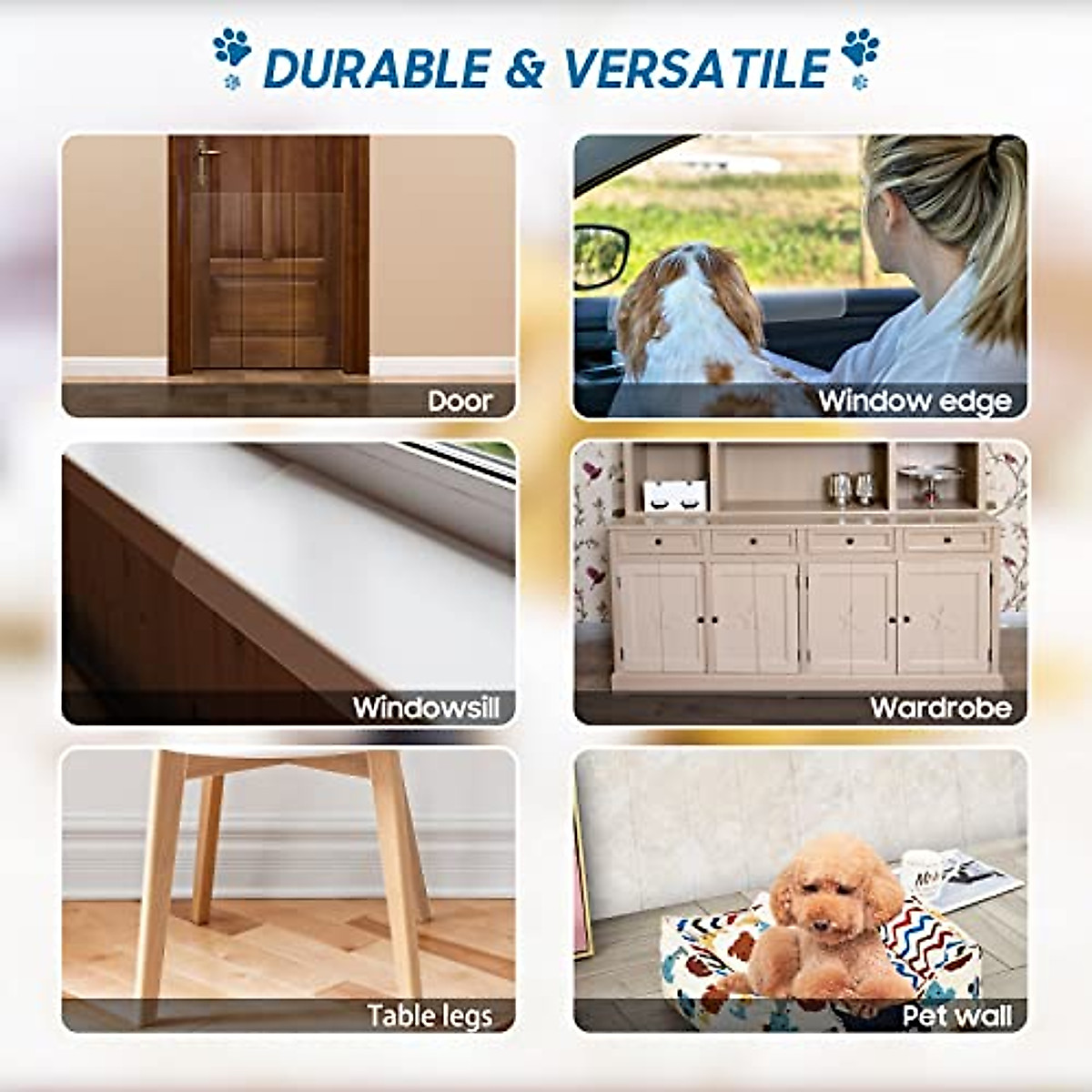 Door Protector from Dog Scratching, Clear Heavy Duty Flexible Door Claw Shield, Anti-Scratch Guard for Furniture, Window, Wall – cat Scratch Furniture Protector - (118in X 8.3in)