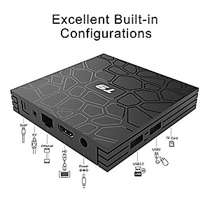 Android 9.0 TV Box, T9 TV Box 4GB DDR3 RAM 64GB ROM RK3318 Quad-Core Cortex-A53 64 Bits Bluetooth 4.0 Support 2.4/5.0GHz Dual WiFi 4K 3D Ultra HD H.265