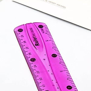 BELOWSYALER Flexible Ruler,2Pcs Color Flexible Rulers Soft Bendable Plastic Rulers Duals Scale Bendable Flexible Rubber Rulers Clear Straight Ruler