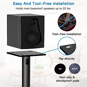 PERLESMITH Universal Floor Speaker Stands for Surround Sound up to 22LBS, 28 Inch Bookshelf Speaker Stand for Klipsch, Polk, Yamaha & Other Large Satellite, Bookshelf Speakers, Studio Monitors,1 Pair