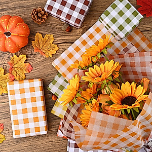 50 Sheets Large Size Autumn Plaid Tissue Bulk, 28 * 20'' Brown Green Yellow Red Orange Buffalo Plaid Gift Wrapping Tissue for Fall Harvest Thanksgiving Day Party DIY Craft