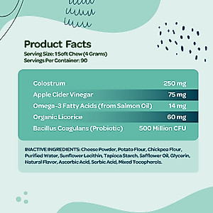 Dog Allergy Chews with Probiotics | Seasonal Allergy Chews for Dogs with Wild Alaskan Salmon Oil & Colostrum | Environmental Dog Allergy Support | NASC Certified & Made in The USA | 90 Chews