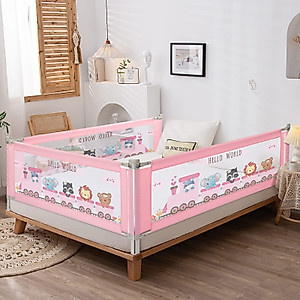 FITNATE Toddler Bed Rails, Guardian 39"-51" Extendable Bed Guard Rail for Toddlers, Side Bed Rails for Twin/Queen/King Size Bed, Pink