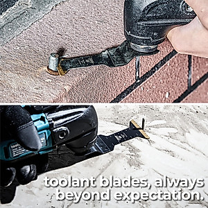 toolant Titanium Oscillating Saw Blades, 12pcs Multitool Blades Kit for Cutting Hard Material, Metal Nails, Wood, Plastic, Etc. Extra Long and Widen Blades for Fast Cutting, with Storage Case