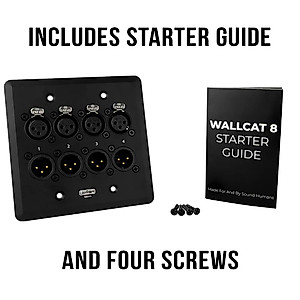 WallCAT 8 - Analog, AES3, DMX and intercom 4 Channel Wall Plate NO Solder Required (Black)