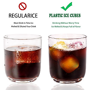 Reusable Plastic Ice Cubes 25 Pack Colorful Refreezable Ice Cubes for drinks, Whiskey, Vodka or Coffee, Washable Non-Melting Ice Cubes Non-Diluting