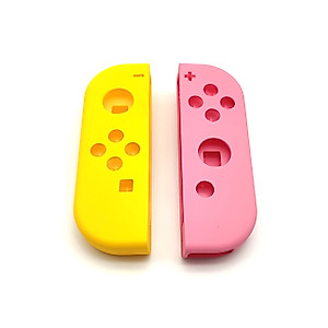 Replacement Full Housing Faceplate Handle Shells Case Cover for Nintendo Switch Joy-Con Controller (Left Yellow Right Pink)
