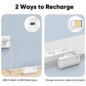 Gankoii iPhone Portable Charger 5000mAh, Mini Power Bank Battery Pack Phone Backup Charger, Small Portable Charger Compatible with iPhone 14/13/ 12/11/ XS Max/XR/X, AirPods, White