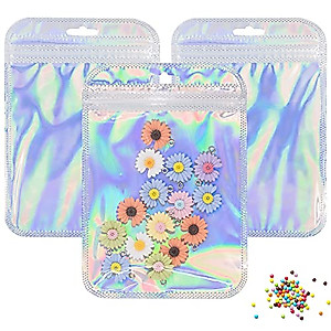 200 Pieces Rainbow Bags, Reusable Foil Pouch Packaging Bags Double-Sided Zipper Lock Bag Mylar Bags Seal Bag for Household Food Storage Jewelry Packaging (4.1 * 5.9in)