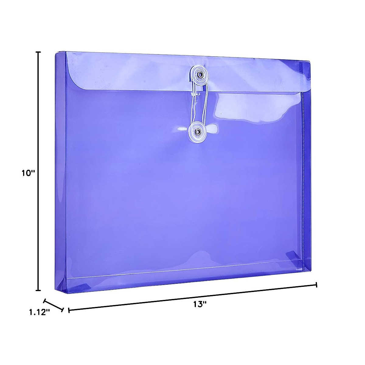 FANWU Plastic Letter Size Envelopes with Button & String Tie Closure, 1-1/6" Expansion, Side Load, Clear Poly Reusable File Folders Project Paper Documents Organizer for Office School Home
