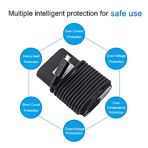 HotTopStar 45W USB-C Laptop Charger Compatible for Dell XPS 13 9370 9360 9380 7390 2in1 XPS 12 9250 Latitude 7275 7370 7290 5285 5290-2in1 Chromebook 3100 3400 LA45NM150 Type C Power Cord Supply