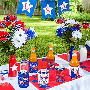 16PCS 4th/Fourth of July Decorations Can Cooler Sleeves for Independence Day Memorial Day Patriotic Party Supplies