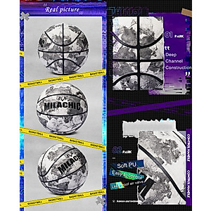 MILACHIC Basketballs, Glow in The Dark Basketball Indoor Outdoor Holographic Glowing Leather Basketball Official Size 7/29.5", Basketball Gifts for Boys, Girls, Men, Women