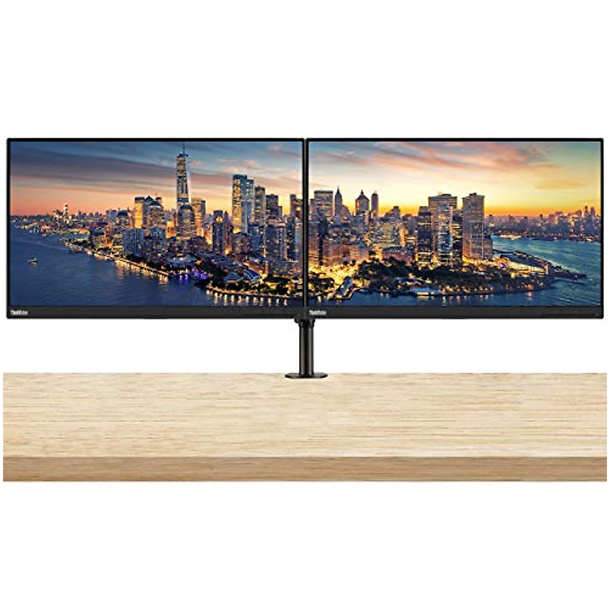 Lenovo ThinkVision T24i 23.8in 1920 x 1080 FHD IPS WLED-Backlit LCD 2-Pack Raven Black Monitor Bundle with HDMI, VGA, DisplayPort, USB Hub, Fully Adjustable Desk Mount Monitor Stand