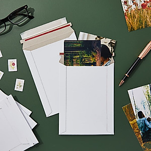 100 Pack Stay Flat Rigid Mailers 6x8, Self Adhesive Bulk White Cardboard Envelopes for Shipping Photo, Documents