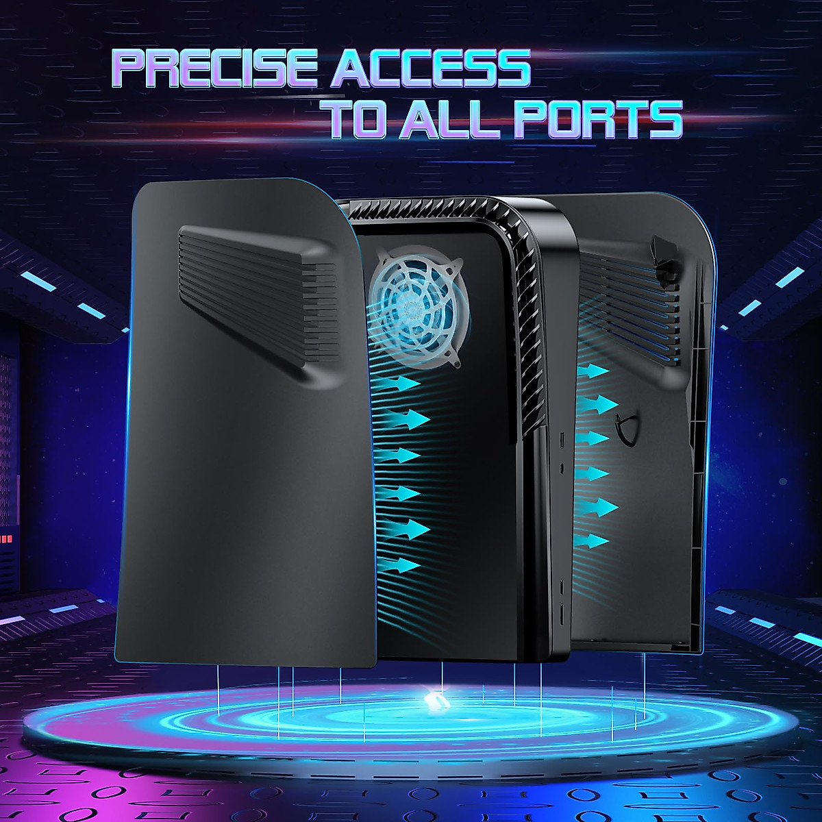 Faceplate for PS5 Disc Edition with Cooling Vent, PS 5 Console Cover Plates Faceplate, Replacement Console Cover, Anti-Scratch Dustproof ABS Replacement Protective Case for PS 5 Console (Black)