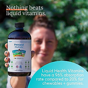 LIQUIDHEALTH 32 Oz Prenatal Vitamin, Postnatal Vitamin & Liquid Women’s Prenatal Multivitamin, Vegan Folate Supplement for Women with Iron, Choline, Calcium, Gluten-Free, Sugar-Free, Dairy-Free