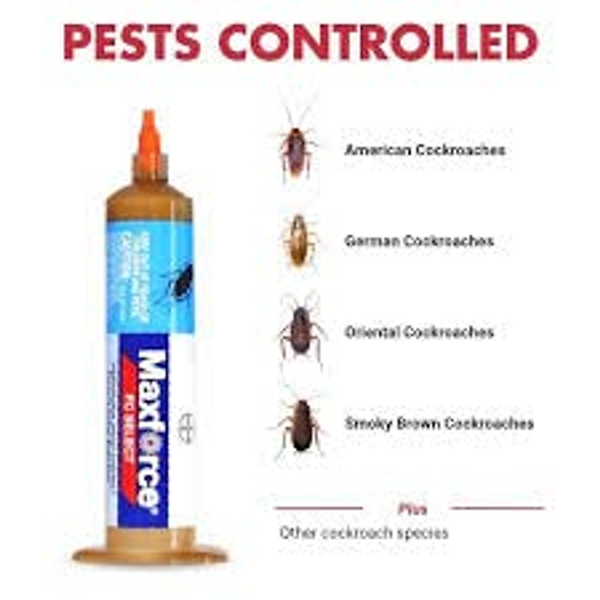 Max Force Roach Killer - Select - German Roach Killer with Premium Chemical Resistant USA-Supply Gloves- 4 Tubes×30g