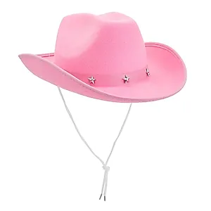 Zodaca Felt Pink Cowgirl Hat for Women and Men, Costume Accessories (14.8 x 10.6 x 5.9 Inches)