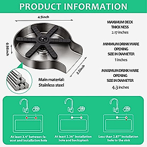Glass Rinser for Kitchen Sinks,Metal Bottle Washer,Kitchen Sink Accessories,Kitchen Sink Cup Rinser,Brushed Stainless