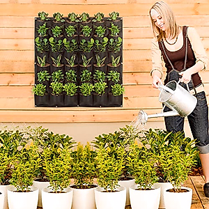 HilarityMax 36 Pocket Vertical Planter with Gloves and Guide for Indoor and Outdoor Gardening, Breathable Felt Grow Bag for Herbs, Vegetables, Flowers, Succulents, and Plants, Patio Wall Decor