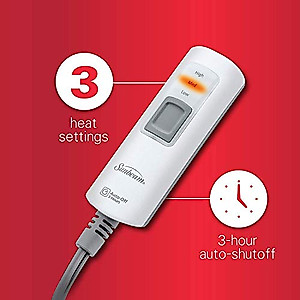 Sunbeam Velvet Plush Heated Throw Beige Cream