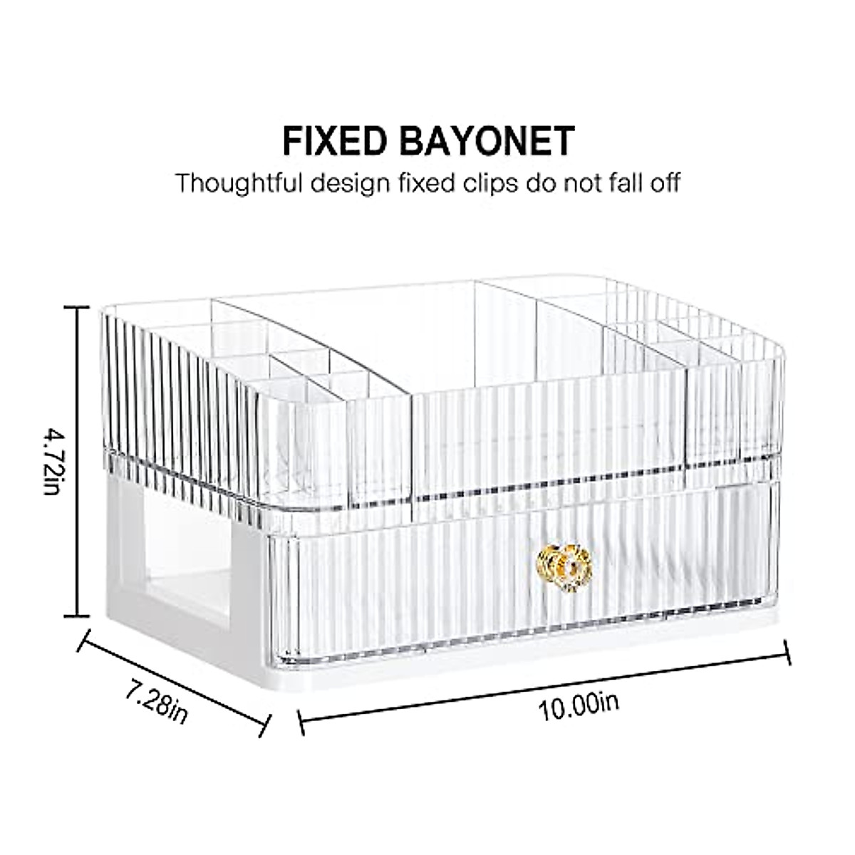 GORET Acrylic Makeup Organizer, Large Capacity Makeup Storage with Drawer for Vanity Bathroom Countertop Perfume Lipstick Brushes Skincare Eyeshadow