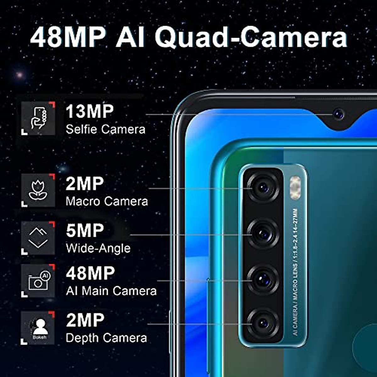 TCL 20 SE Android 11 Smartphone Unlocked Cell Phone 6.82” HD+ Display 4GB+128GB 5000mAh 48MP Quad Camera Dual Speakers Octa-Core US Verison 4G Compatible for AT&T T-Mobile (Aurora Green)