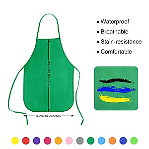 KUUQA 24 Pack 12 Colors Kids Art Aprons Children Painting Aprons Art Smocks for Craft, Kitchen, Classroom