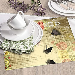 Flowers Butterfly Printed Drying Mat For Kitchen Ultra Absorbent Microfiber Dishes Drainer Mats Non-Slip Silicone Quick Dry Pad - 18 X 16inch