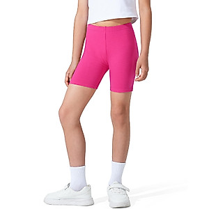 BOOPH Girls Bike Shorts Kids Cartwheel Shorts Biker Dance Shorts for Toddler Girl 3 Pack 5-6T Black Navy Rose Red