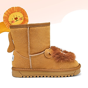 DREAM PAIRS Boys Girls Snow Boots Toddler/Little Kids Winter Cute Shoes Brown/Lion Size 7 Toddler SDSB2223K