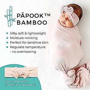 Posh Peanut Baby Swaddle Blanket, Premium Soft Päpook Bamboo Swaddles Wrap & Headband Set, Anti Stink Lightweight Breathable Infant Receiving Swaddling Blankets, Large Boy & Girl Newborn Shower Gift