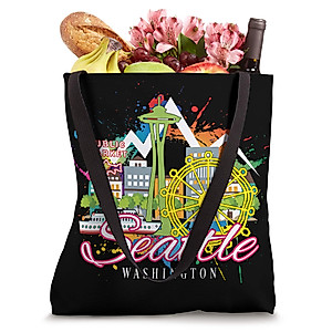 Seattle Washington City Skyline Space Needle Souvenir Tote Bag