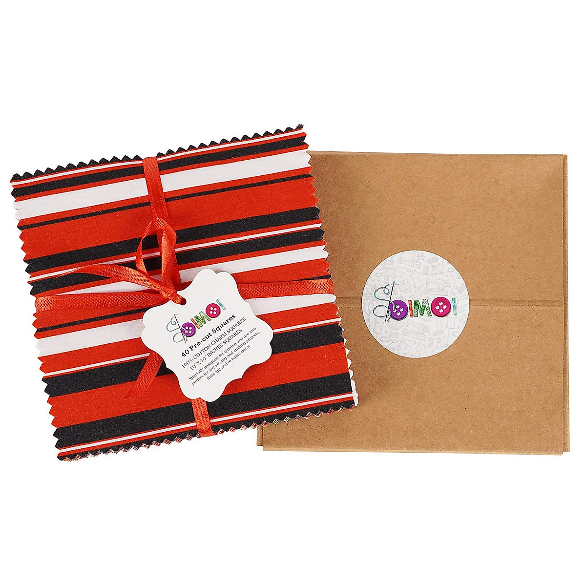 Soimoi Christmas Theme Print Precut 10-inch Cotton Fabric Quilting Squares Charm Pack DIY Patchwork Sewing Craft