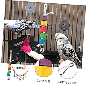 Balacoo Toy 1 Set Grinding Cockatiel s Parrot Accessory Supply Hanging Love Decor Wooden Bell Plaything Foraging Household Chewing Grey Birds Suspending Parakeet for Conure Finches