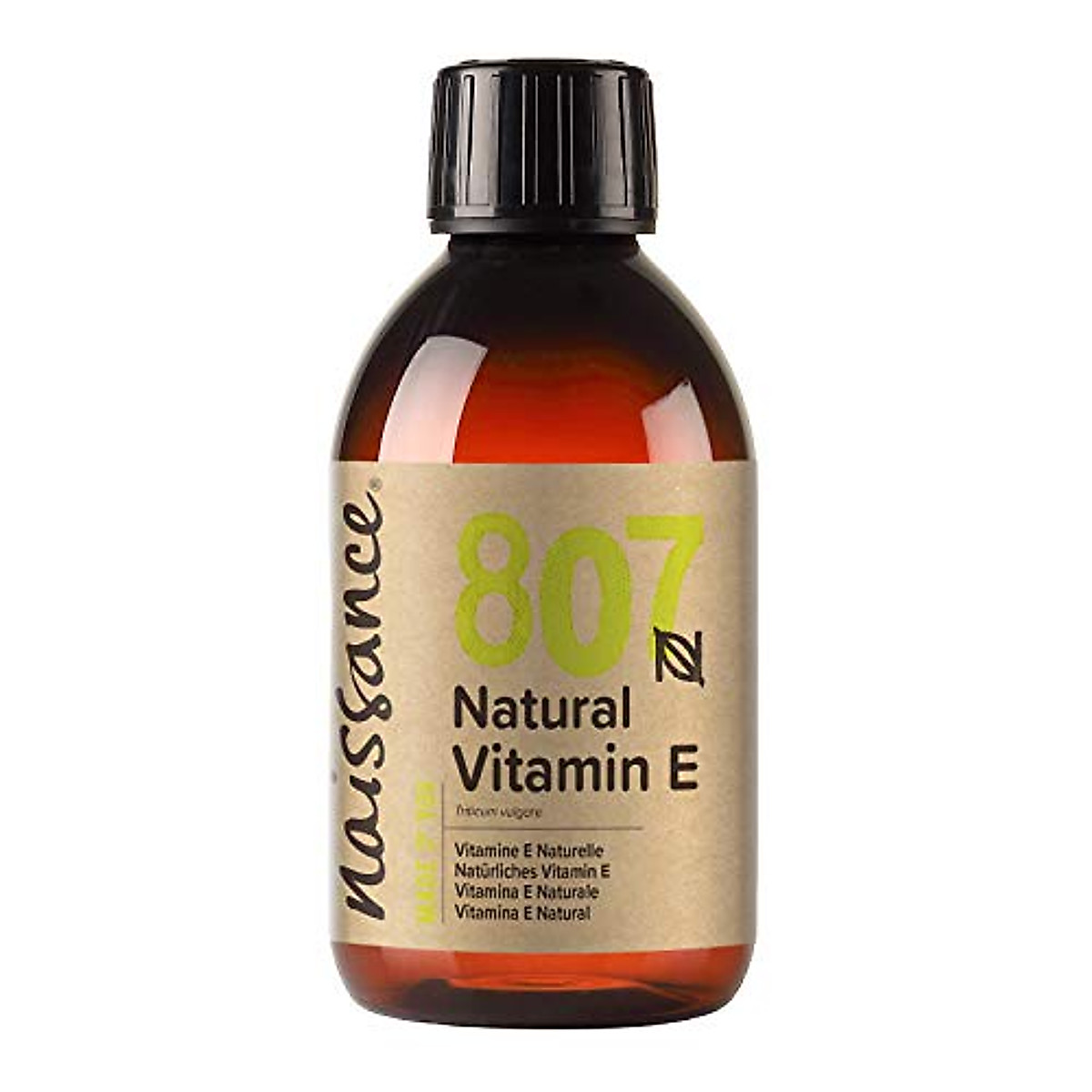 naissance Natural Vitamin E Oil 8 fl oz - Pure, Natural, Vegan, Cruelty Free, Hexane Free, Non GMO - Ideal for Aromatherapy, Skincare, Haircare, Nailcare and DIY Beauty Recipes