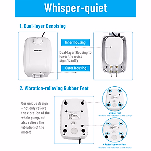 FUMAK Pond Aeration Kit – Koi Pond Aerator Pond Air Pump Kit for Pond up to 2000 Gallons Pond Deicer All-in-One Pond Aeration System with Double Outlets Check Valves Airline Tubing Air Stones