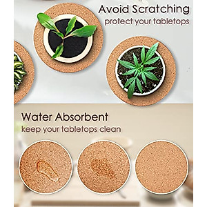 KITLAB Cork Plant Coasters, Double Layers 6 Inch Cork Planter Coaster, Absorbent Cork Plant Mats, Cork Plant Coasters for House Plants, 6 Pcs