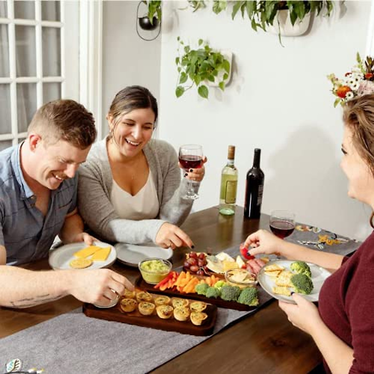 Unique Bamboo Cheese Board, Charcuterie Platter and Serving Tray for Wine, Crackers, Brie and Meat, 15.7 x 3.9 x 0.6 inch