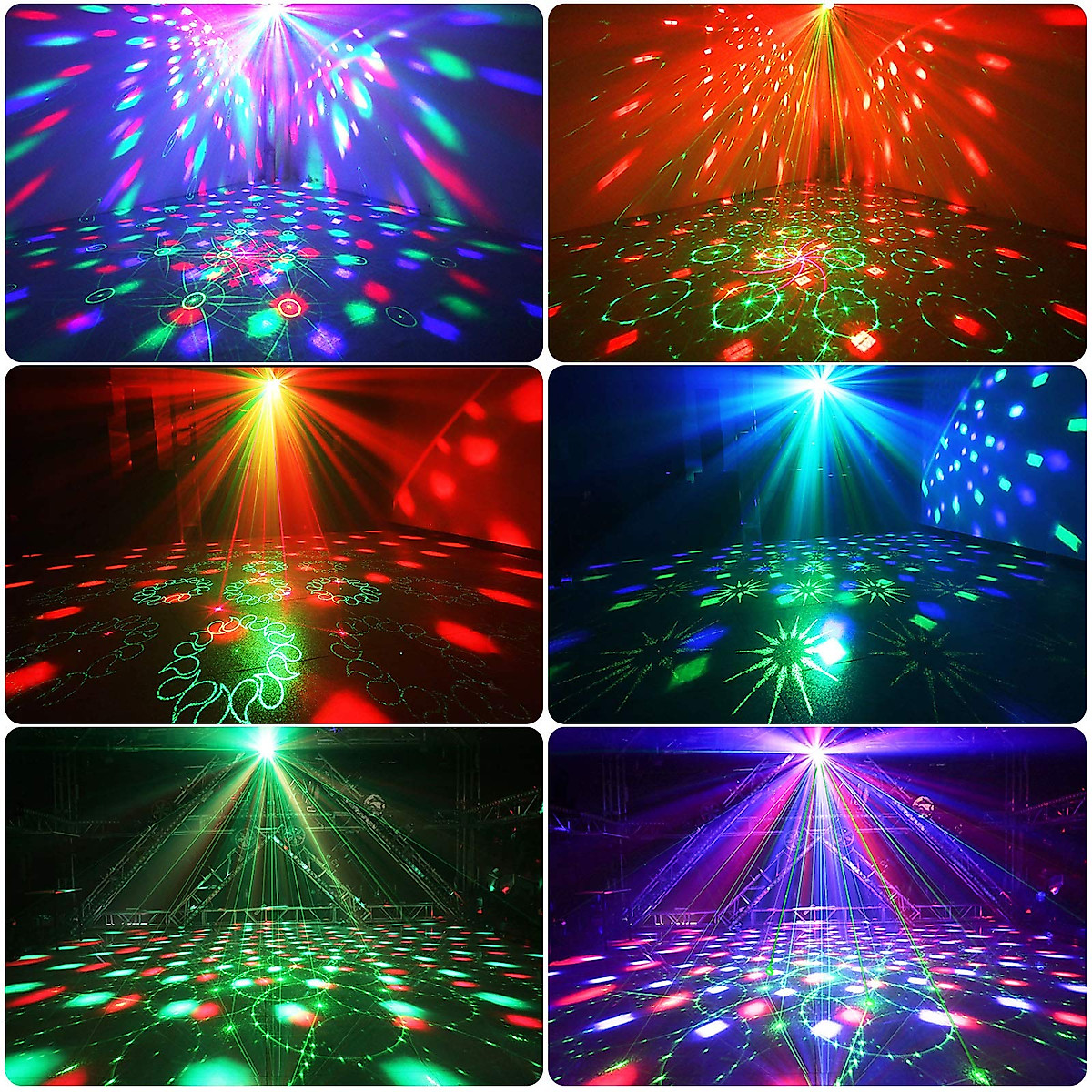 Party Lights, Disco Ball Lights,Dj Disco Lights,Rave Lights Stage Light Strobe Lights Laser Lights Sound Activated with Remote Control for Xmas Club Bar Parties Holiday Dance Christmas Birthday …