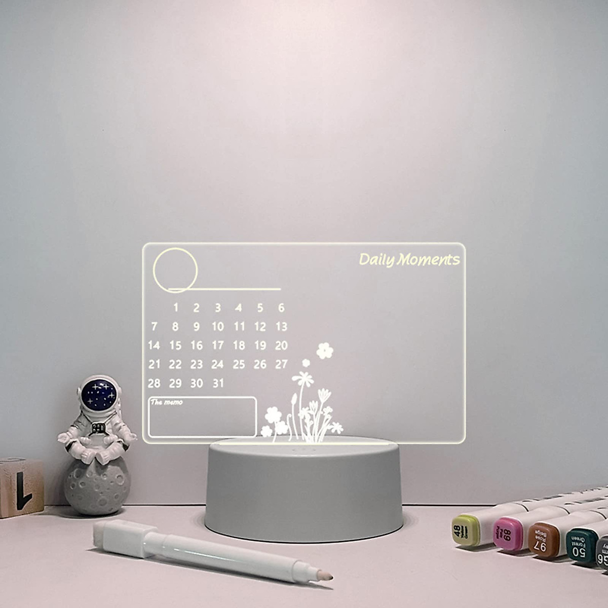 PONPRNGY Note Lamp Write On - Acrylic Dry Erase Board with Light, Creative Night Light with Message Board, LED Acrylic Memo Board with Pen, LED Letter Message Board for Office School Home (USB/B)