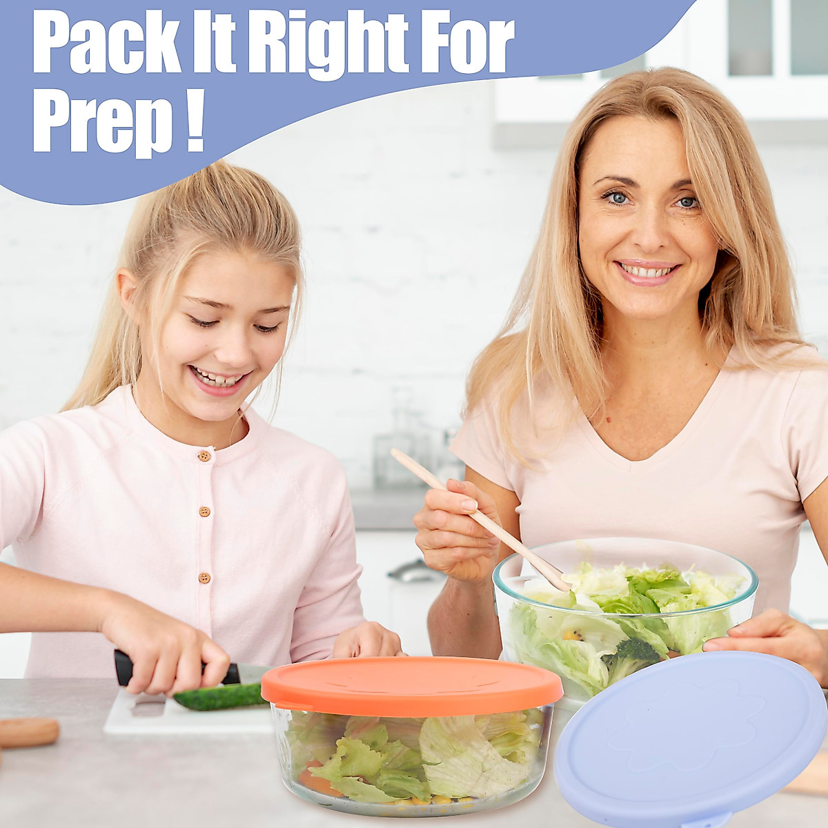 LUVCOSY 7 Cup Silicone Replacement Lids Storage Cover for Pyrex 7402-PC Glass Bowls (Container not Included) 2 Pack Microwave, Dishwasher and Freezer Safe