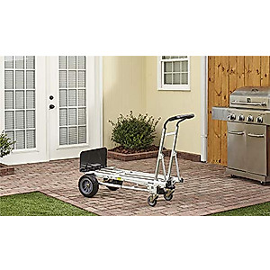 COSCO 12326ASB1E 3-in-1 Series Assisted Cart with Flat-Free Wheels Hand Truck, Black