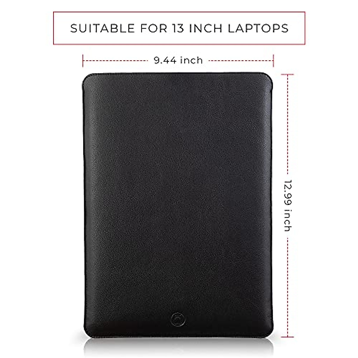 Slim PU Leather Laptop Sleeve 13 Inch | Professional Looking MacBook Air Sleeve, Soft Touch Wool Padded, No Smell Made of Italian PU Leather, Fits: Mac Book Pro 2020, iPad & Other Laptop Case - Black