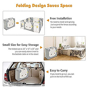 Costzon Baby Playpen, 14 Panel Foldable Thicken Kids Safety Play Fence with Storage Bag, Door with Safety Lock, 14 Rubber Suction Cups, HDPE Material BPA Free, Adjustable Shape, for Indoor Outdoor