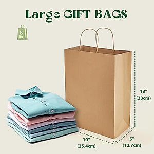 MESHA Gift Bags Kraft Paper Bags 100Pcs 10x5x13 Inches Brown Paper Bags with Handles Bulk,Shopping Bags,Party Bags,Recycled Paper Bags for Small Business